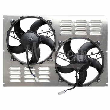 Dual fan assembly for Mopar radiators